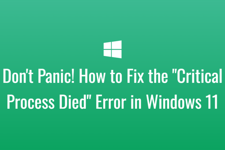 Don't Panic! How to Fix the "Critical Process Died" Error in Windows 11 ...